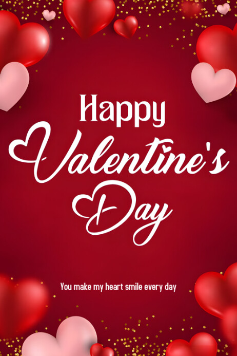 Red Maximalist Happy Valentine's Day Poster Template | PosterMyWall