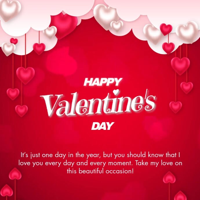 Red Maximalist Happy Valentine's Day Wish Square (1:1) Template | PosterMyWall