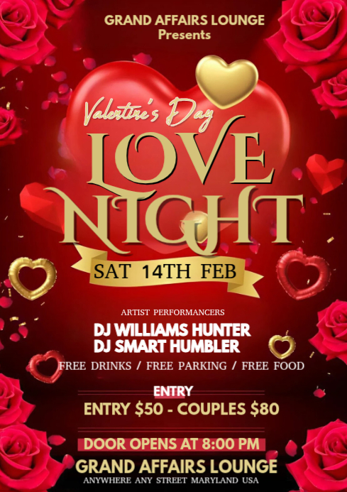 Red Maximalist Happy Valentine's Day Celebration Template Design A3 ...