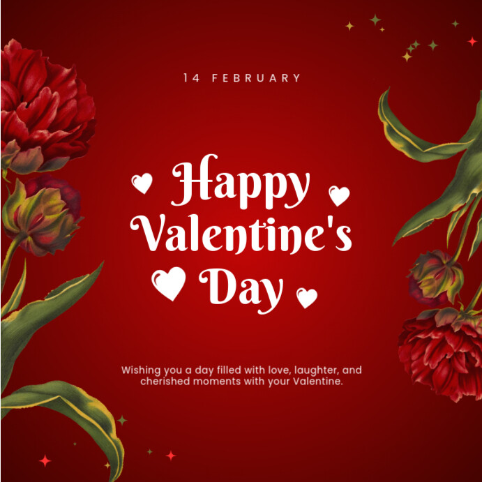 Red Maximalist Happy Valentine's Day Instagram Post Template | PosterMyWall