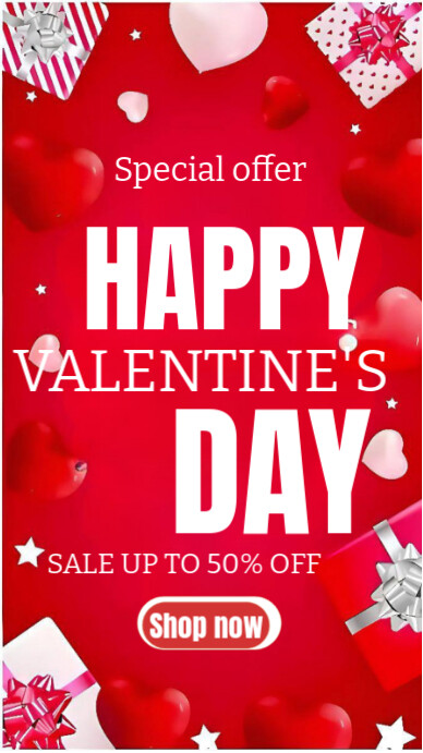 Red Maximalist Happy Valentine's Day Whatsapp Status Template | PosterMyWall