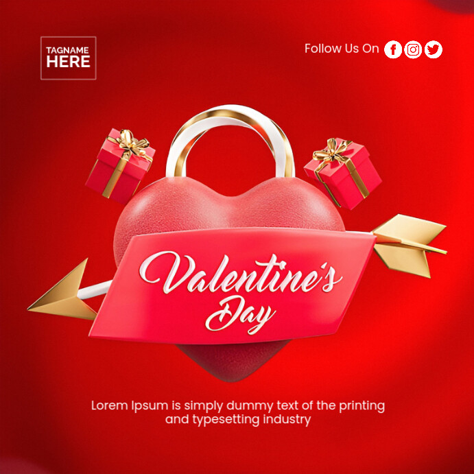 Red Maximalist Happy Valentine Day Instagram Post Template | PosterMyWall