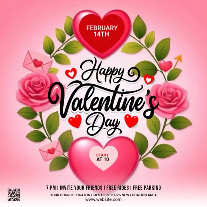 Red Maximalist Happy Valentines Day Instagram Post Template | PosterMyWall