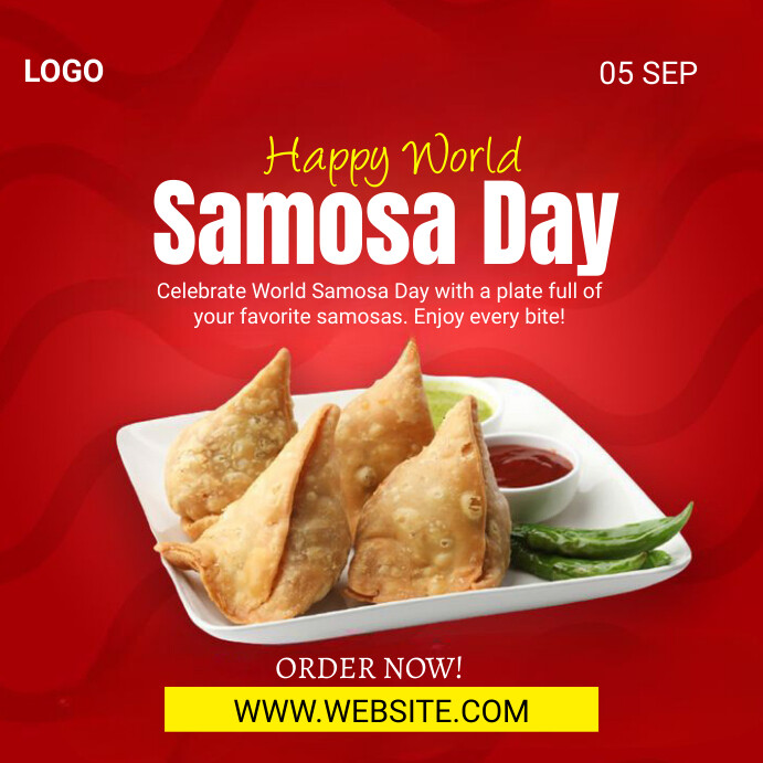 Copy of Red Maximalist Happy World Samosa Day Instag | PosterMyWall