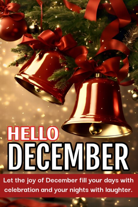 Red Maximalist Hello December Poster Template | PosterMyWall