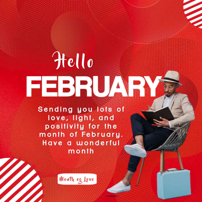 Copy of Red Maximalist Hello February Instagram Post | PosterMyWall