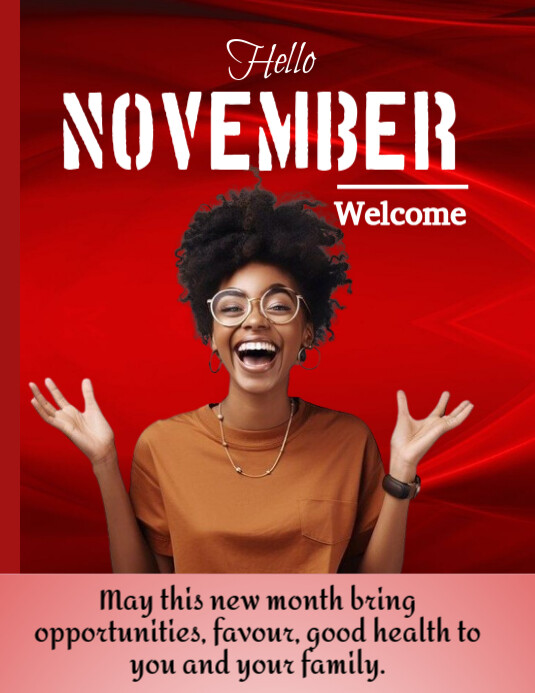 Red Maximalist Hello November Design Flyer (us Letter) Template ...