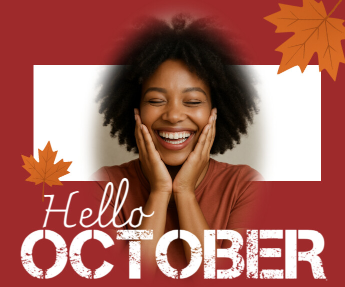 Red Maximalist Hello October Design Ideal Medium Rectangle Template ...