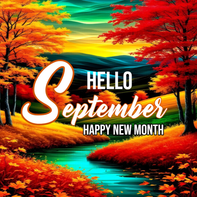 Red Maximalist Hello September New Month Flyer Happy New Month ...