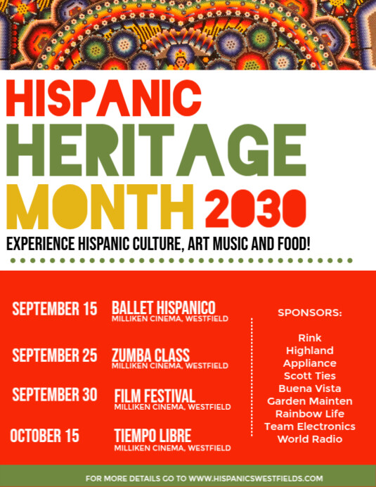 Red Maximalist Hispanic Heritage Month Flyer (us Letter) Template ...