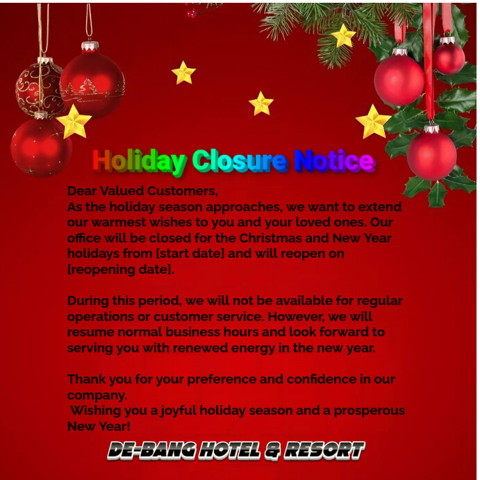 Copy of Red Maximalist Holiday Closure Notice Instagram Post | PosterMyWall