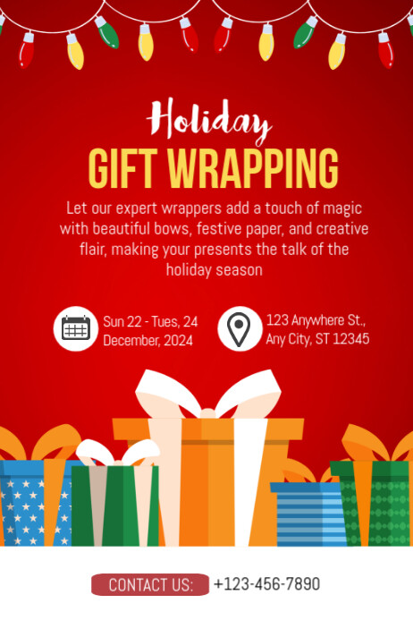 Copy of Red Maximalist Holiday Gift Wrapping Poster | PosterMyWall