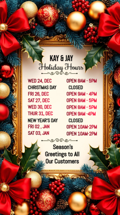 Red Maximalist Holiday Opening Hours Facebook Story Template | PosterMyWall