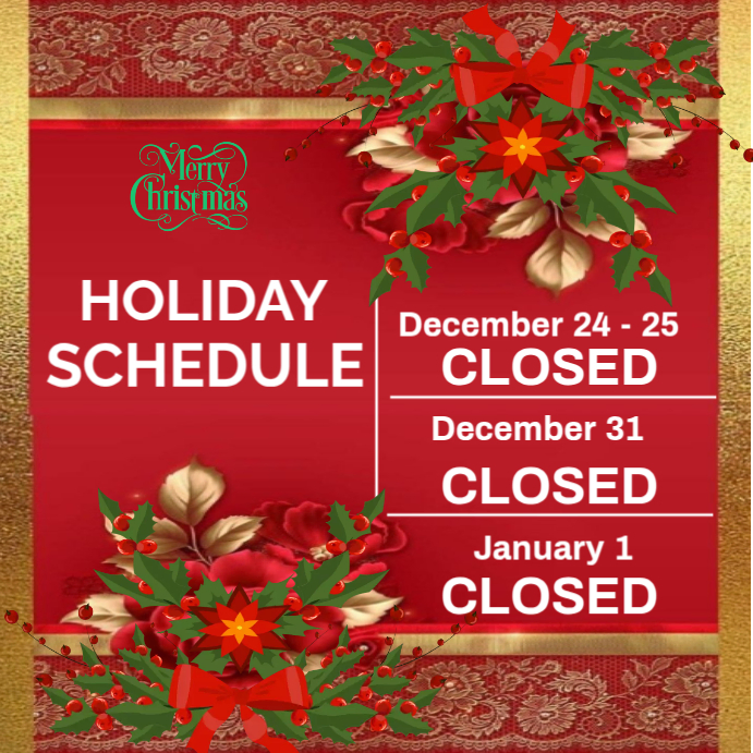 Red Maximalist Holiday Schedule Instagram Post Template | PosterMyWall