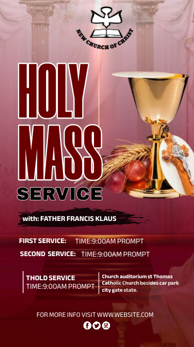 Copy of Red Maximalist Holy Mass Service Invitation T | PosterMyWall