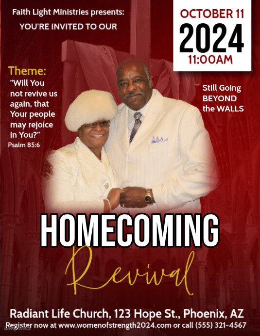 Red Maximalist Homecoming Revival Flyer (us L Template | PosterMyWall