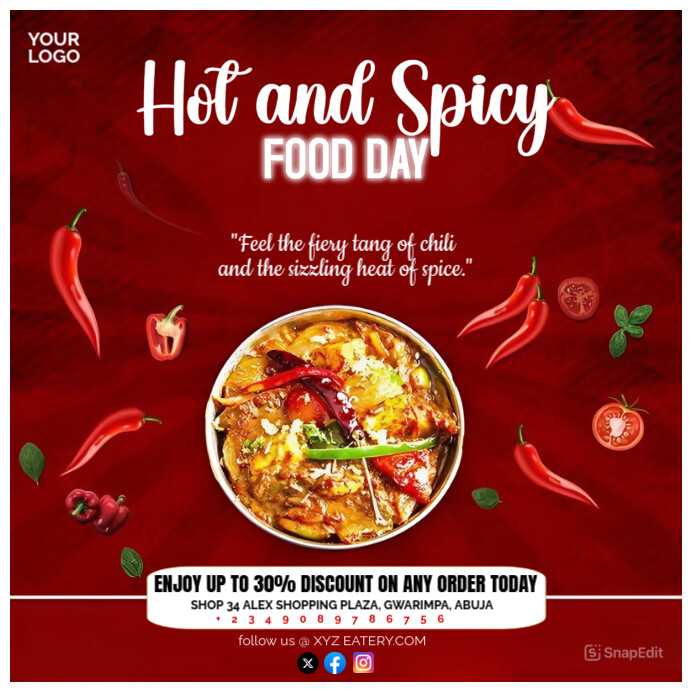 Red Maximalist Hot And Spicy Food Promo Instagram Post Template ...