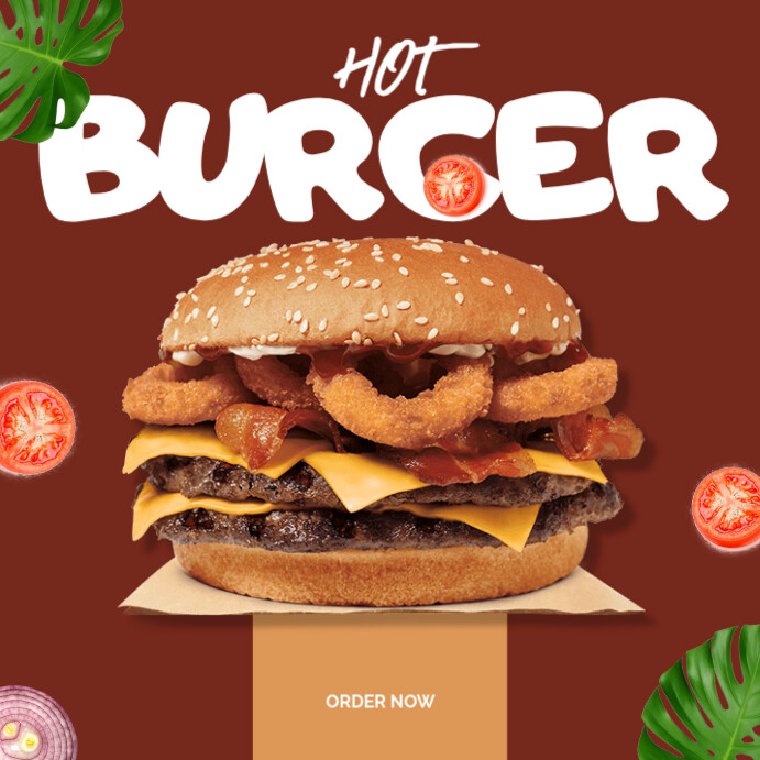 Red Maximalist Hot Burger Instagram Post Template | PosterMyWall