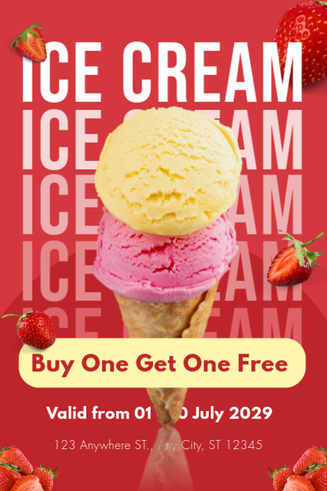 Plantilla de Red Maximalist Ice Cream Promo Poster | PosterMyWall