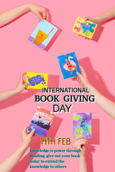 Red Maximalist International Book Giving Day Poster Template | PosterMyWall