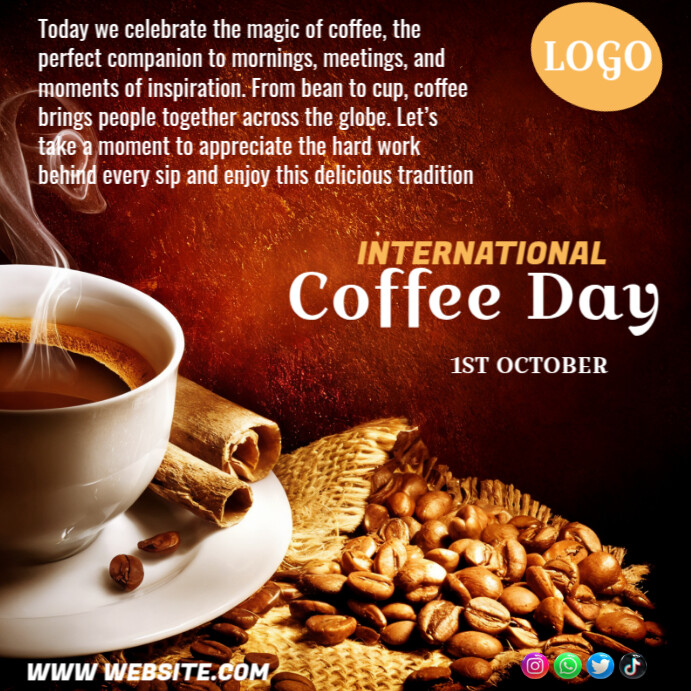 Red Maximalist International Coffee Day Celebration Instagram Post ...