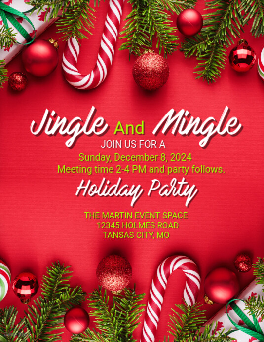 Red Maximalist Jingle And Mingle Flyer (us Letter) Template | PosterMyWall