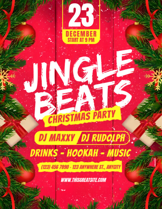 Red Maximalist Jingle Beats Party Flyer (us Letter) Template | PosterMyWall