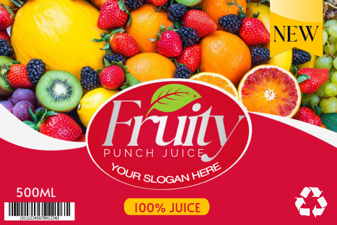 Red Maximalist Juice Label Poster Template | PosterMyWall