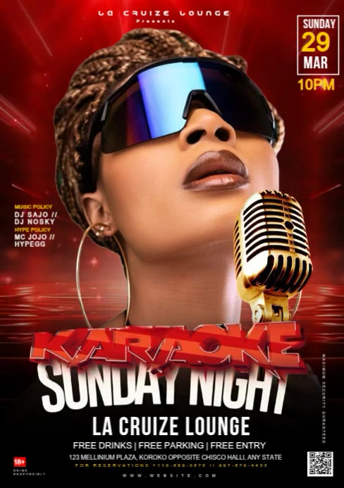 Red Maximalist Karaoke Night A4 Template | PosterMyWall