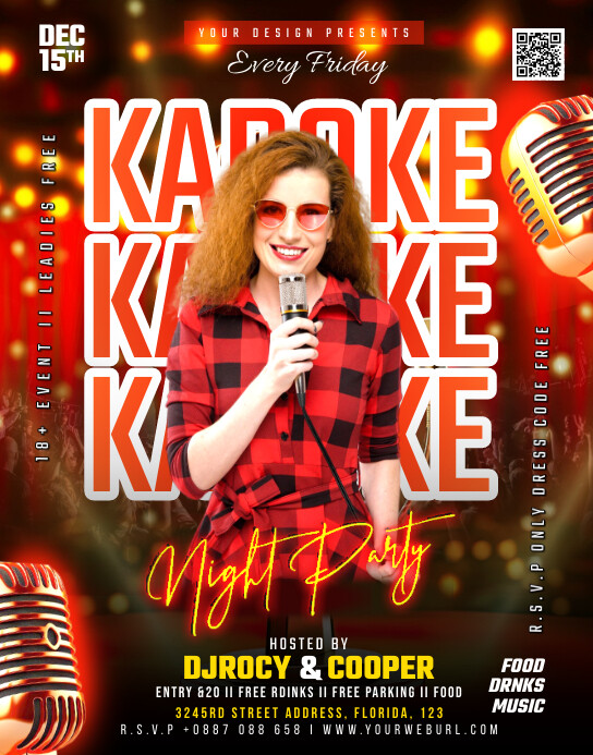 Red Maximalist Karoke Poster/wallboard Template | PosterMyWall