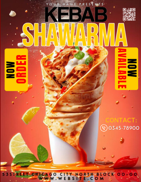 Copy of Red Maximalist Kebab Shawarma Flyer (us Letter) | PosterMyWall