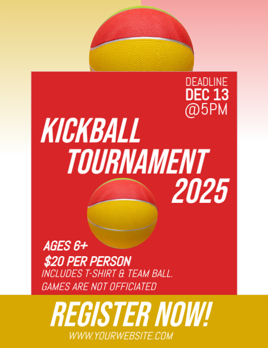 Red Maximalist Kickball Tournament Flyer (us Letter) Template ...