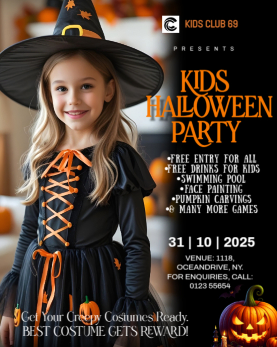 Copy of Red Maximalist Kids Halloween Party Instagram Portrait ...