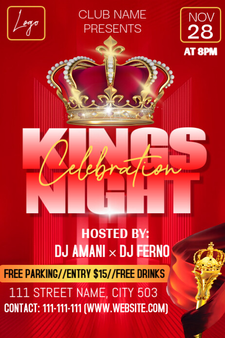 Copy of Red Maximalist Kings Day Celebration Poster | PosterMyWall