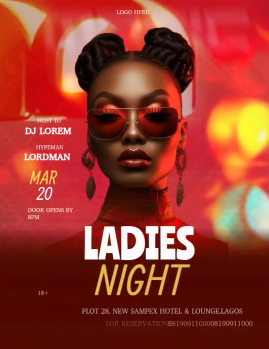 Red Maximalist Ladies Night Flyer (us Letter) Template | PosterMyWall