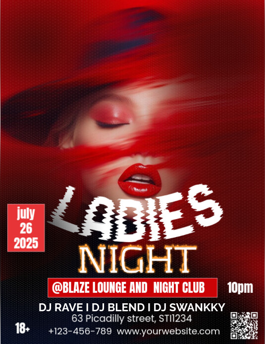 Red Maximalist Ladies Night Flyer Flyer (us Letter) Template | PosterMyWall