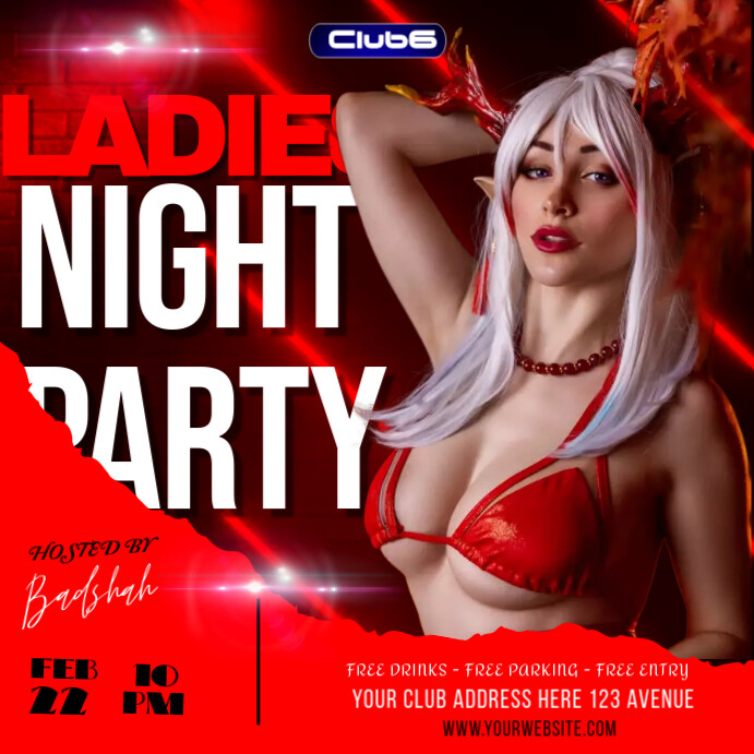 Red Maximalist Ladies Night Instagram Post Template | PosterMyWall