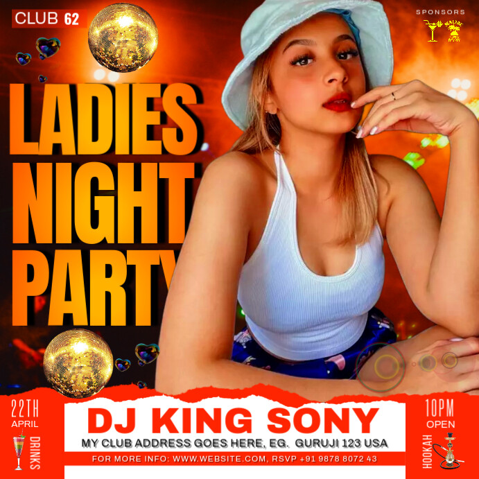 Red Maximalist Ladies Night Instagram Post Template | PosterMyWall