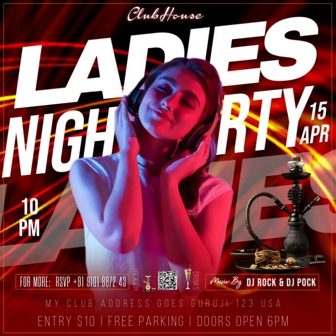 Modèle Red Maximalist Ladies Night Instagram Post | PosterMyWall