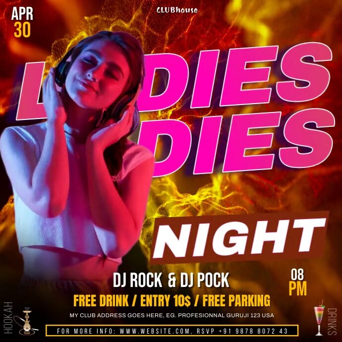 Red Maximalist Ladies Night Party Instagram P Template | PosterMyWall