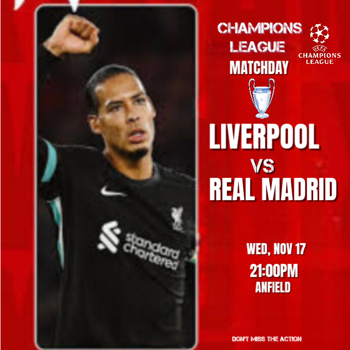 Copy of Red Maximalist Liverpool Vs Real Madrid Ucl Matchday Instagram Post | PosterMyWall