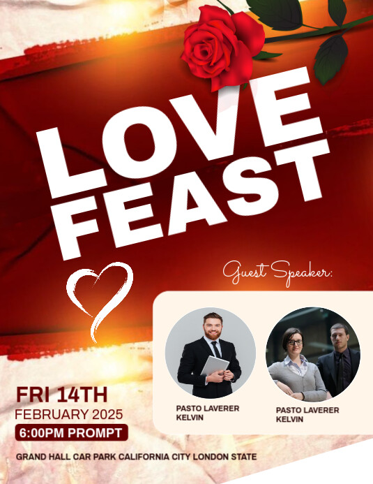 Copy of Red Maximalist Love Feast Church Program Template Flyer (us ...