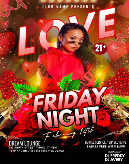 Red Maximalist Love Friday Night Poster/wallboard Template | PosterMyWall
