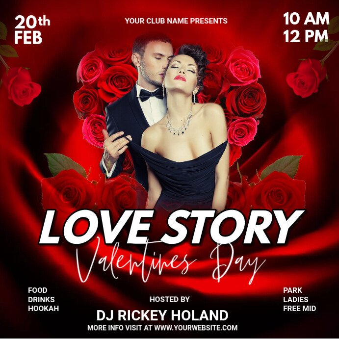 Red Maximalist Love Story Valentine's Day Instagram Post Template | PosterMyWall