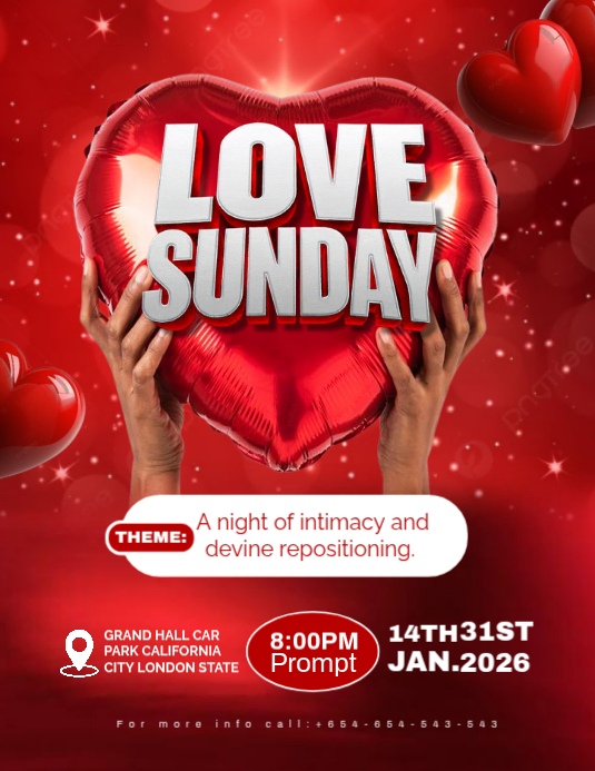 Red Maximalist Love Sunday Service Design Flyer (us Letter) Template ...