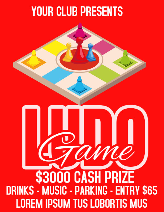 Red Maximalist Ludo Game Poster Flyer (us Letter) Template | PosterMyWall