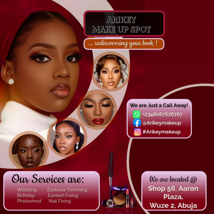 Copy of Red Maximalist Make Up Ad Instagram Post | PosterMyWall