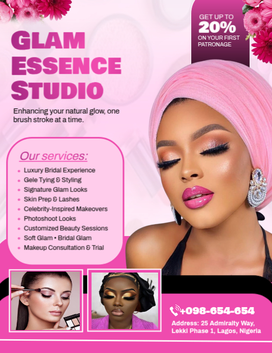 Red Maximalist Makeup Studio Promotion Template Flyer (us Letter ...