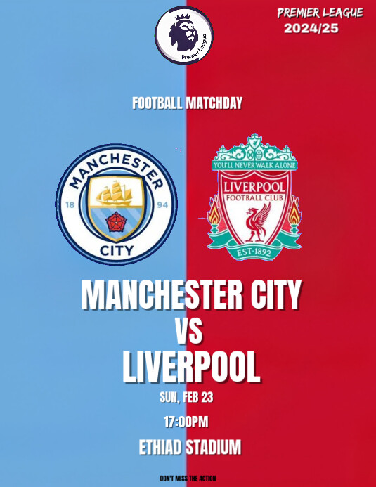 Red Maximalist Manchester City Vs Liverpool Flyer (us Letter) Template ...