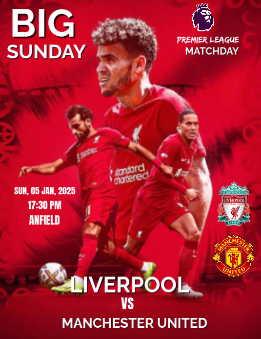 Red Maximalist Manchester United Vs Liverpool Flyer (us Letter ...